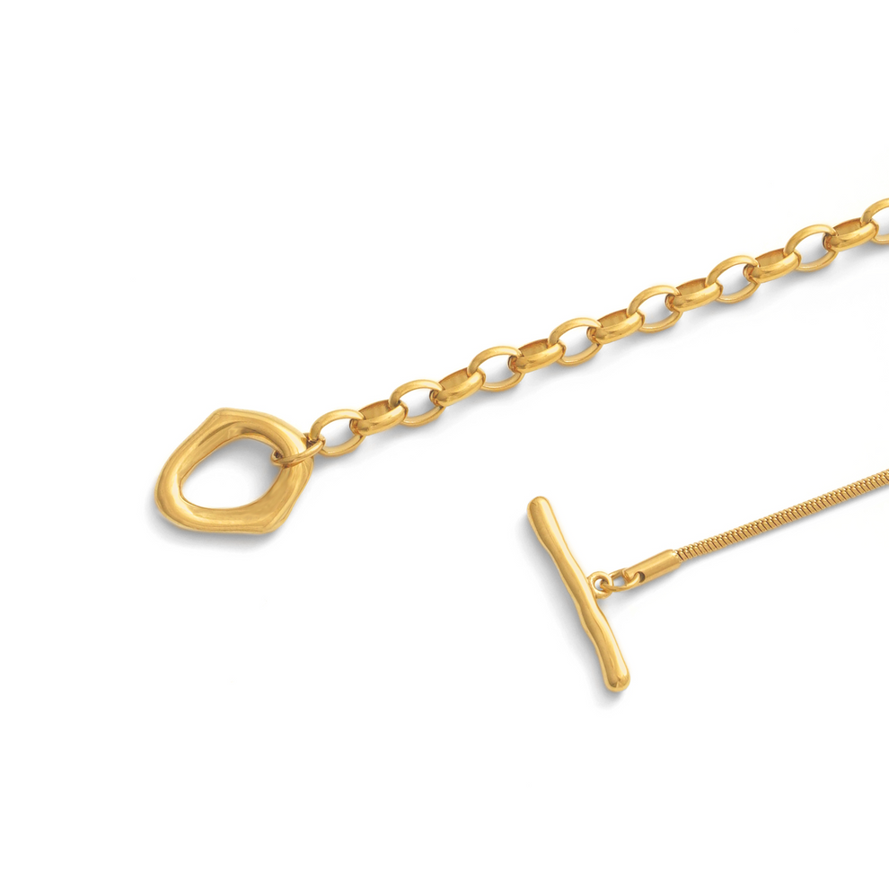 Two types long chain necklace gold｜cross Jewellia｜金アレ対応・ユニセックスジュエリー